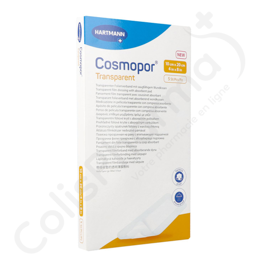 Cosmopor Transparent 10 cm x 20 cm - 5 pansements - ColisPharma