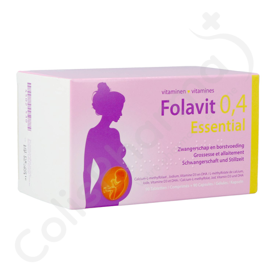 Folavit 0,4 mg Essential Vitamines Grossesse - 90 comprimés + 90 ...