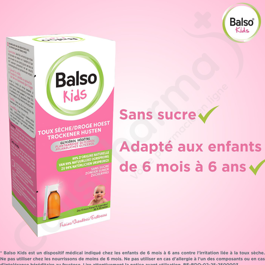 Balso Kids Suikervrije Hoestsiroop - 125 ml + pipet - ColisPharma