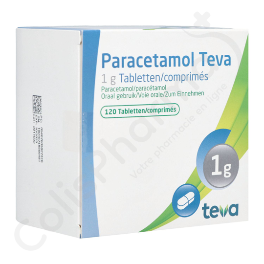 Paracetamol Teva 1 g - 120 tabletten - ColisPharma